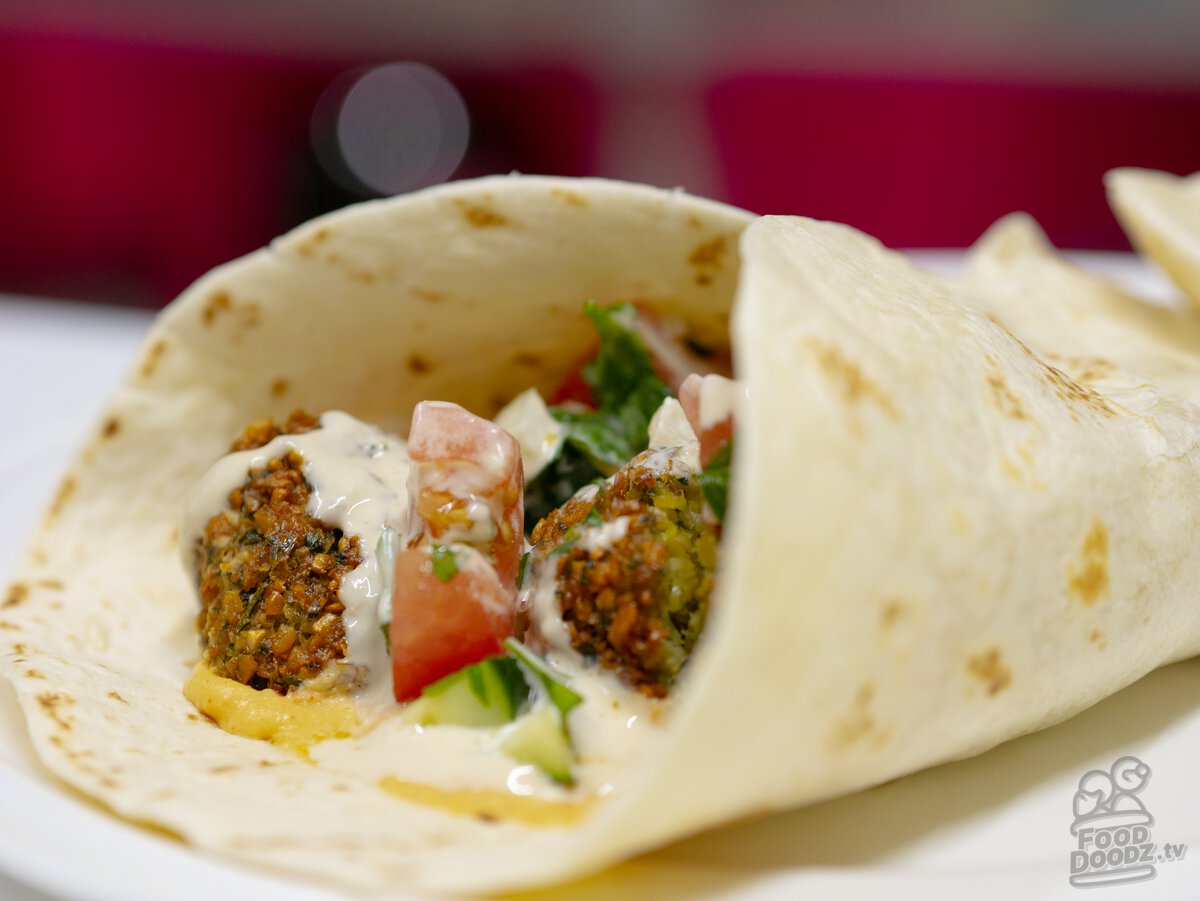Falafel Wraps with Cucumber Tomato Salad and Sesame Citrus Dressing ...
